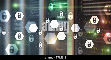 Cyber security abstract technology banner background. Data protection ...