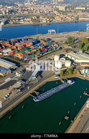 France, Rhone, Lyon, Edouard Herriot River Port Terminal Container ...