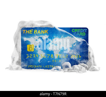 credit card frozen in a solid block of ice Stock Photo - Alamy