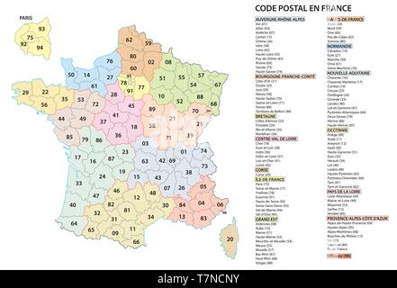 france 2-digit postcodes map Stock Vector Image & Art - Alamy