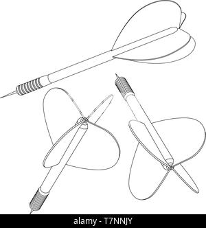 Darts icon Vector symbol or sign set collection in black and white ...
