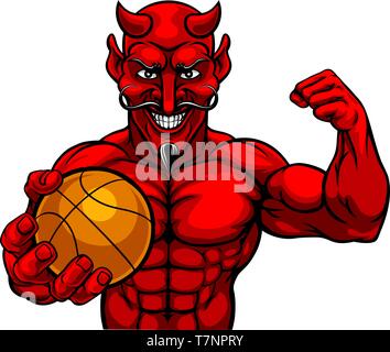 Devil Basketball Sports Mascot Holding Ball Stock Vector Image & Art ...