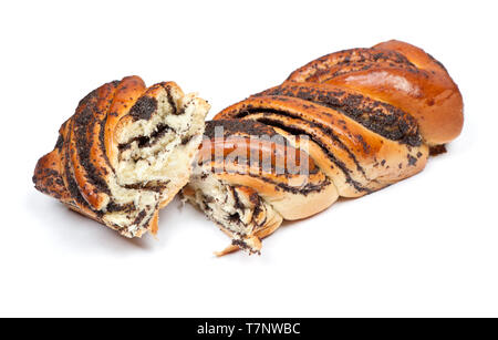 Piece of poppy seeds roll isolated on white background Stock Photo - Alamy
