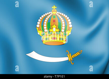 3D illustration flag of Astrakhan Oblast is a region of Russia. Waving ...