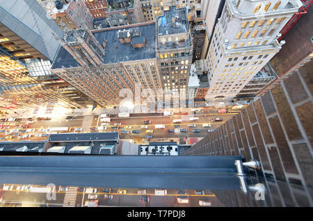 Looking down on Manhattan buildings from the top of Empire State ...