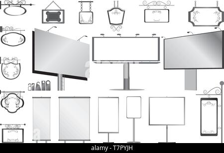 Collection of bus stations. Advertisement templates. Vector Stock ...
