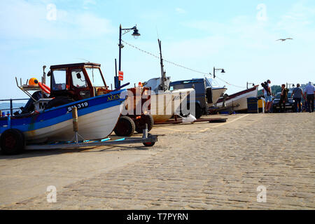 Filey Cobble Fishing Boat Yorkshire vessel North Sea English coast ...