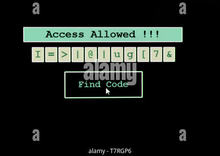monitor display with text Access Allowed and the numbers of code Stock ...