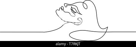 Continuous one line drawing. Plastic surgery of woman face icon on ...