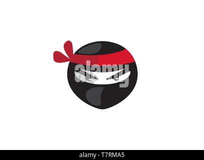 Ninja head with angry face design illustration in a home shape house ...