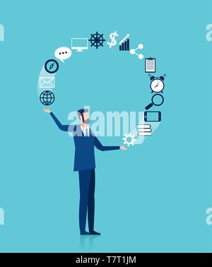 Businessman Juggling, Time Management and Multitasking , Vector Cartoon ...