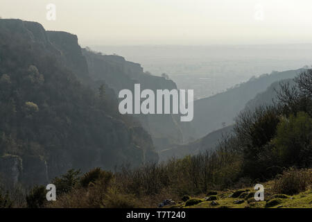 Cheddar Gorge viewed from Piney Sleight, North side of Gorge Stock ...