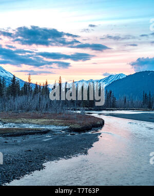 The sunsets over the water in Alaska Stock Photo - Alamy