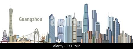Guangzhou silhouette skyline. China - Guangzhou vector city, chinese ...