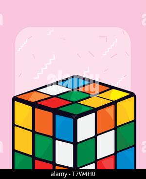 cube rubik game retro 80s style vector illustration Stock Vector Image ...