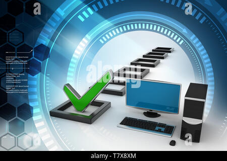 personal computer with a check mark Stock Photo - Alamy