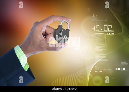 man showing padlock Stock Photo - Alamy