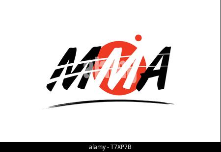 mma text word on black background with red circle suitable for card ...