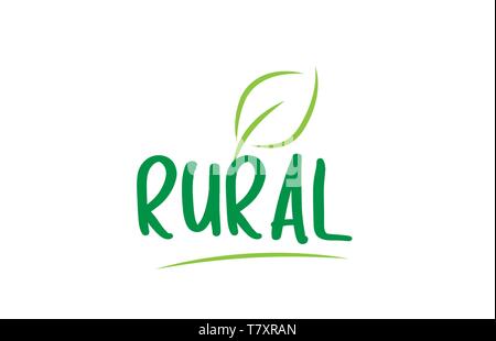 Rural hand written word text for typography design in green color with ...