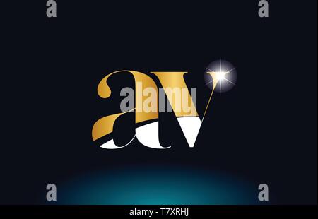 combination letter av a v gold golden alphabet logo icon design with ...