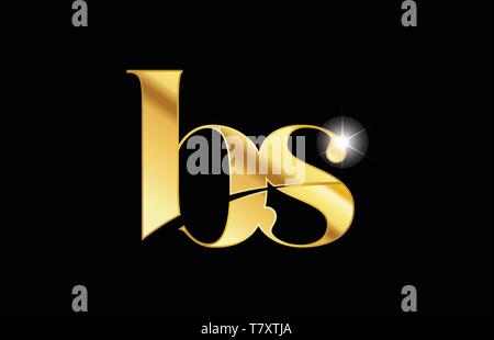 gold golden alphabet letter bs b s logo icon combination design ...