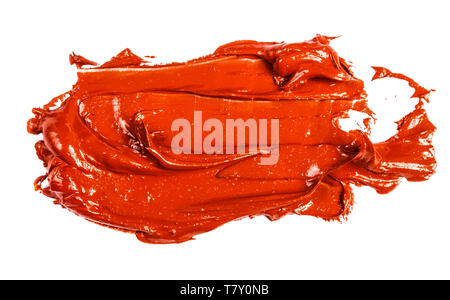 smear of red oil paint on a white Stock Photo - Alamy