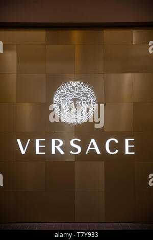 DOHA, QATAR - JANUARY 21, 2019: Detail from Versace shop in Doha, Qatar ...