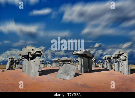 Carhenge Sculpture in Alliance, Nebraska ,USA is a replica of England's ...
