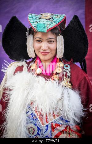 Smiling and looking in camera Ladakhi muslim girls from Leh Ladakh ...