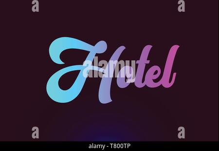 Hotel hand written word text for typography iocn design in black and ...