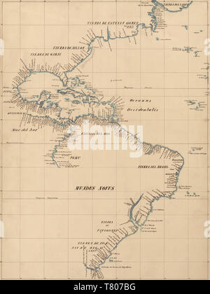 Map of America by Diego Ribero 1529 Stock Photo - Alamy