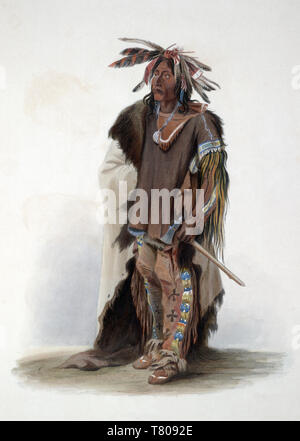 American Indian man, of the Sioux Nation, dressed in traditional outfit ...
