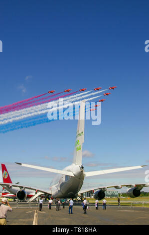 Airbus A380 & Red Arrows Stock Photo - Alamy