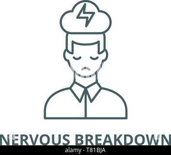 Nervous breakdown line icon concept. Nervous breakdown flat vector ...