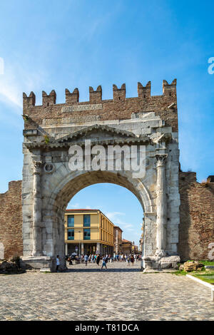 Arch of Augustus, an ancient Roman gateway to the city of Rimini in ...