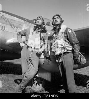 WWII, Col. Benjamin O. Davis Jr. Beside P-47 Thunderbolt, 1944 Stock ...