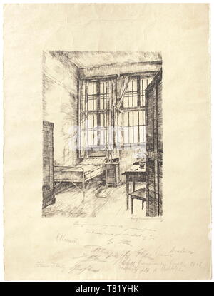 Johann Singer - a lithograph of the "Hitlerstube". Large-format ...