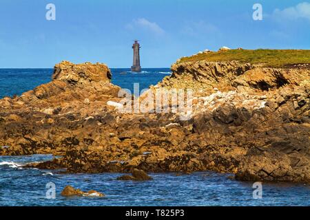 France,Finistere,Ouessant island,Nividic lighthouse (aerial view Stock ...