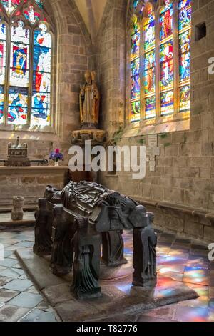 France, Brittany: Tomb of Saint Ronan in the Chapel Pénity in Locronan ...