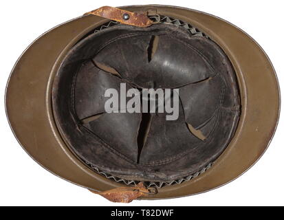 A Greek Adrian helmet M 15 Skull of green painted sheet steel, with ...