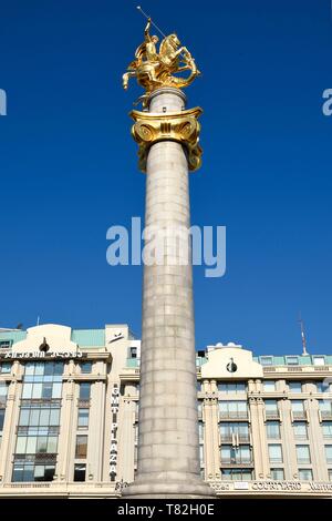 Georgia, Tbilisi, Freedom Square, Liberty Square, statue of St. George ...