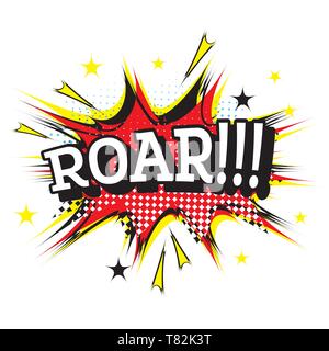 Roar Comic Text in Pop Art Style Isolated on White Background. Vector ...