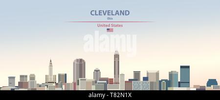 Cleveland city skyline silhouette background, vector illustration Stock ...