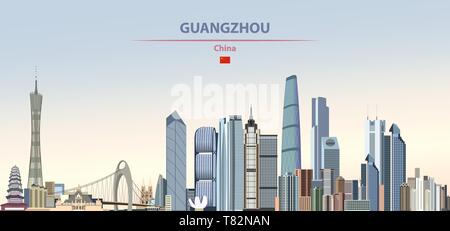 Guangzhou silhouette skyline. China - Guangzhou vector city, chinese ...