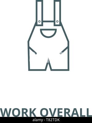 work overall line icon, outline sign, linear symbol, vector, flat ...