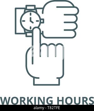 Working hours line icon concept. Working hours vector linear ...