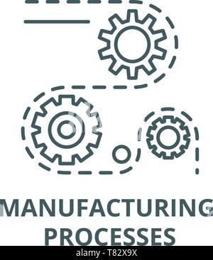 Manufacturing processes line icon concept. Manufacturing processes flat ...