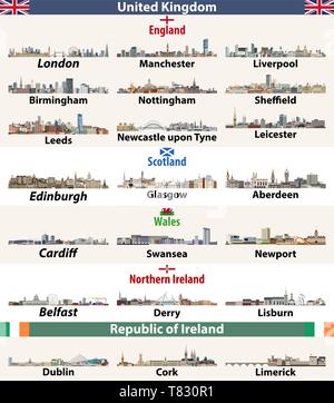 Largest cities skylines of British Isles countries Stock Vector Image ...