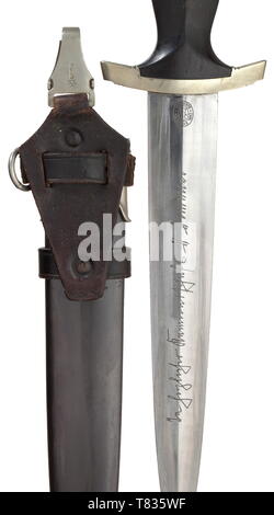An honour dagger M 34 with Himmler dedication The obverse of the blade ...