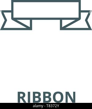 Ribbon corners with award vector line icon, linear concept, outline ...